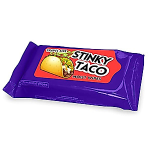 Stinky Taco Wipes - Travel Size Moist Wipes for Taco Lovers - Funny Adult Gag Gifts for Men and Womens Stocking Stuffers for Christmas Gift Basket Filler
