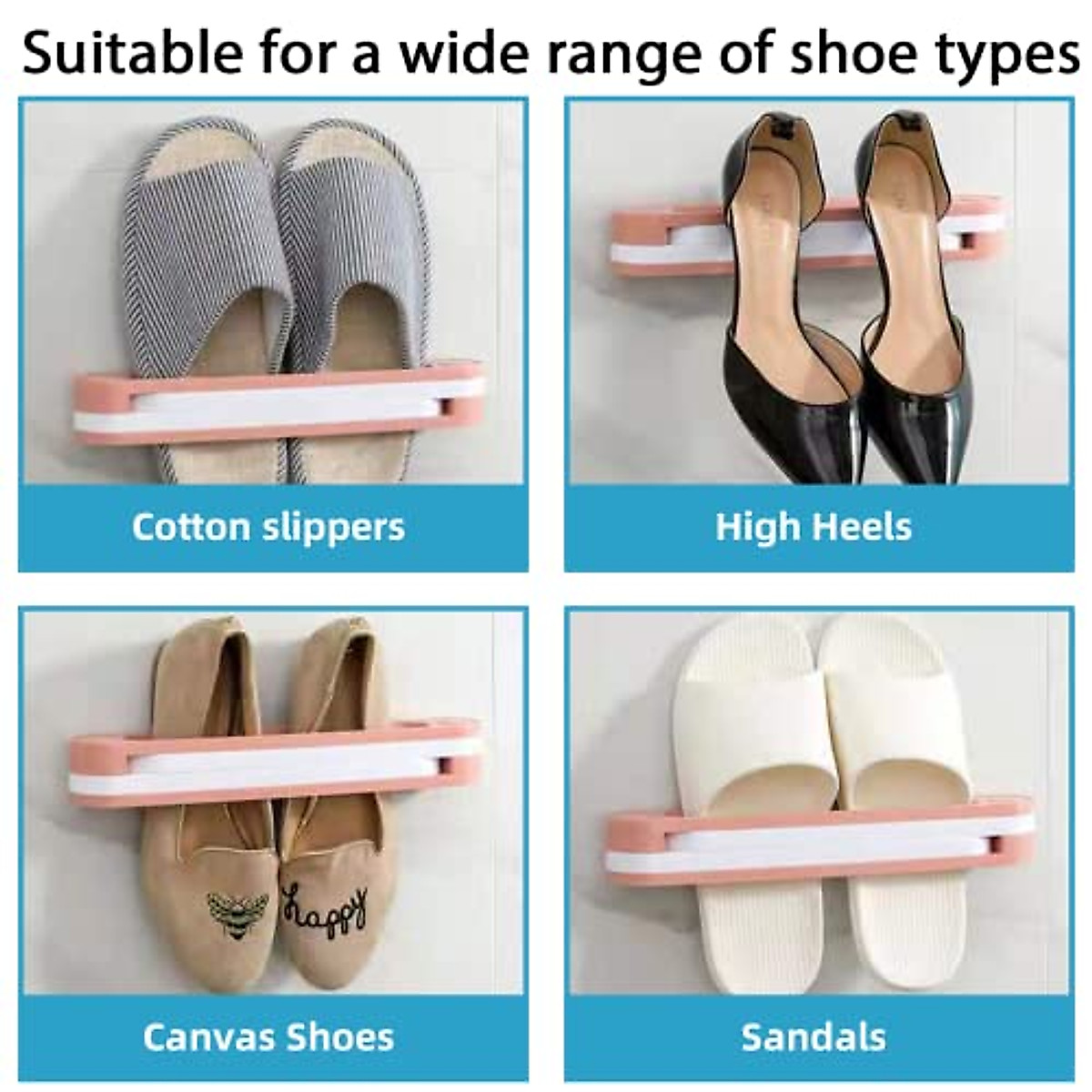 YihuiDurable Wall-mounted Multifunctional Slipper Rack Without Punching Folding Bathroom Slipper Towel Rack (Grey)