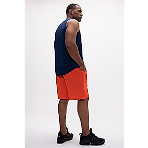 DEVOPS Men's 2-Pack Loose-Fit 10" Workout Gym Shorts with Pockets (Large, Black/Orange)