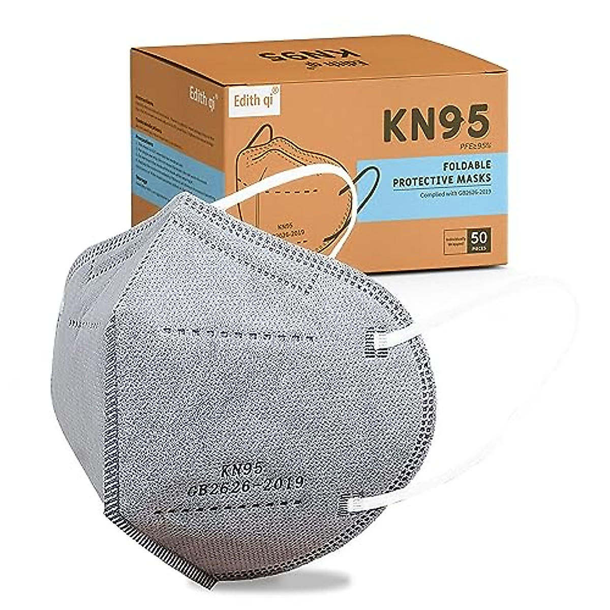 KN95 Face Mask 50 PCS, Grey Disposable Face Masks for Adults