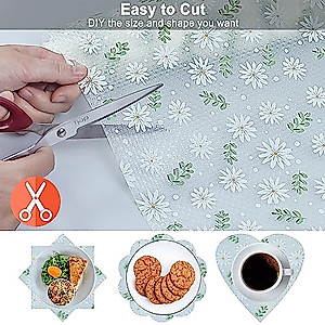 Shelf Liner, Waterproof Refrigerator Liner, Drawer Liners for Kitchen Cabinet, Bathroom Sink Mat No Slip Cupboard Mats Non Adhesive Fridge Liner EVA Place Mats Roll - Leaf Daisy 17.7"×78.7"