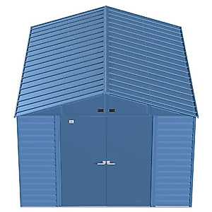 Arrow Shed Select 10' x 14' Outdoor Lockable Steel Storage Shed Building, Blue Grey