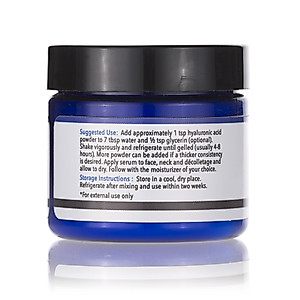 BOS ESSENTIALS Pure Hyaluronic Acid Serum Powder | 100% NATURAL | High Molecular Weight | Locks in moisture and creates full, youthful skin - Makes 50+ ounces of anti aging Hyaluronic Acid serum!