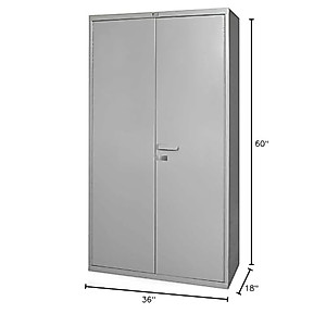 Global Industrial All-Welded Heavy Duty Storage Cabinet, 16 Gauge, 36"Wx18"Dx60"H, Gray