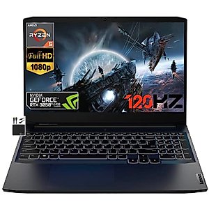 Lenovo 2022 IdeaPad Gaming Laptop 15.6" FHD IPS Screen 120Hz, 6-Core AMD Ryzen 5 5600H (Upto 4.2GHZ, Beat i7-10710U), 8GB RAM, 256GB SSD, GeForce RTX 3050 Ti 4GB, Backlit, WiFi 6,Win 11+MarxsolCable