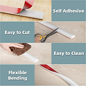 118Inch New Shower Threshold Water Dam Barrier,Collapsible Self-Adhesive Silicone Shower Water Guard for Bathroom Bathtub and Kitchen,Shower Water Blocker Suitable for Wheelchair Access(White)