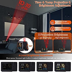 iMounTEK Atomic Projection Alarm Clock Digital Alarm Clock Night Light Clock Radio Control Clock with WWVB Function Weather Station Dual Alarms Snooze Outdoor Wireless Temperature Humidity Sensor