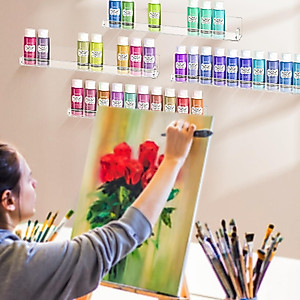 Vowcarol Clear Paint Organizer Wall-Mount, Miniature Paint Holder, Paint Rack Organizer, Craft Paint Organizer Rack