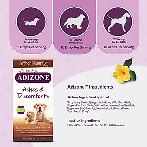 Amber NaturalZ - ADIZONE - Aches & Discomforts - for Dogz - 4 Ounce