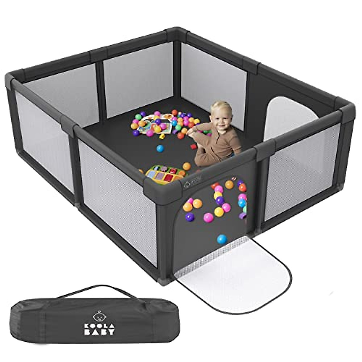 Baby Playpen 60x60in - Kids Activity Center with Anti-Slip Base - Portable Indoor & Outdoor Playard for Toddlers - Foldable Safety Play Yard for Babies - Baby Fence Play Area With Soft Breathable Mesh