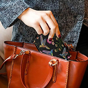 MOYYO RFID Credit Card Holder Case Beautiful Hummingbirds Exotic Flowers Leather Printed Zipper Card Case Wallet for Women Girls