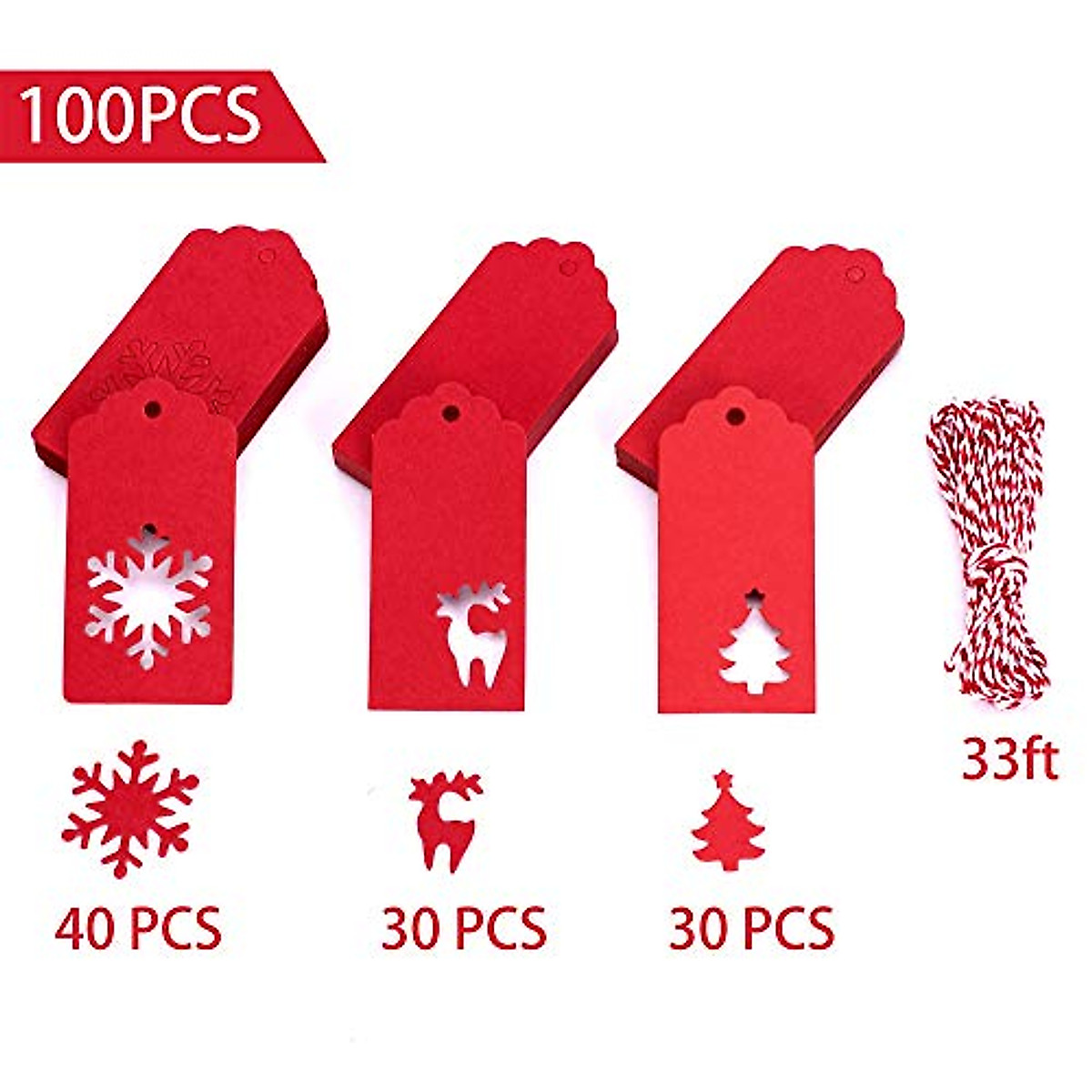 Gift Tags with Holes Present Wrap Tag Paper Small Xmas Gift Tags with Twine Vintage Gift Labels Christmas Tags Bulk 100pcs