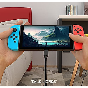 TALK WORKS USB C Charger Cable for Nintendo Switch/Lite + Switch OLED & Pro Controller - 6ft Nylon Braided USB Type C Charging Cable - Slate