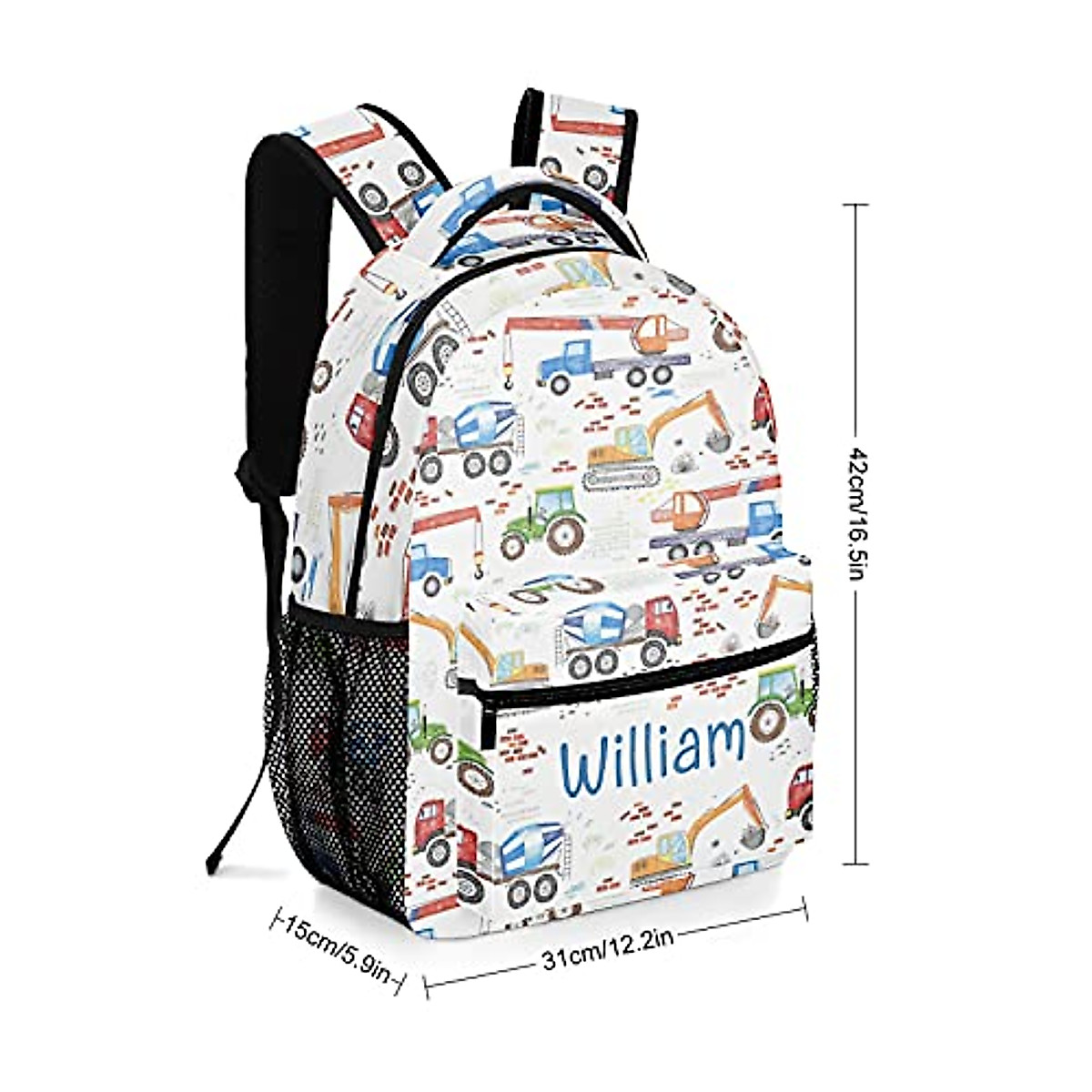 Eiis Construction Tractor Excavator Personalized School Backpack for Kid-Boy /Girl Primary Daypack Travel Bookbag, P22889, One Size