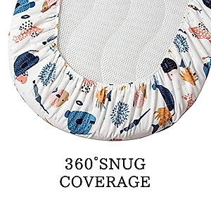 Baby Bassinet Sheets Unisex for Baby Boy Girl Soft Plush Bassinet Sheet for 33 x 17 x 2 inches Oval Bassinet Mattress Bassinet Pads 2 Pack (Fish under The sea)