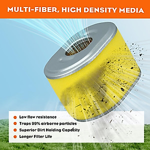 Hipa Air Filter for Honda GX160 GX200 GX 160 GX 200 GX140 5HP 3.5HP 5.5HP 6.5HP Engine EG2200X EZ2500 Generator WMP20X Water Pump Replace 17210-ZE1-505 17210-ZE1-517 with Fuel Filter Plug