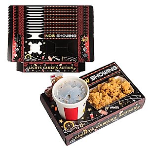 Pecopcock 20 Pcs Movie Night Paper Snack Trays Movie Night Party Favors Cinema Theme Party Birthday Party Supplies Red Carpet Party Family Movie Popcorn&Drink&Candy Box