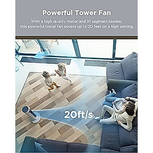 AIRMATE Tower Fan with Remote, 90° Oscillating Bladeless Fan, 42in Silent Standing Fan, 3 Modes 8 Speeds, LED Display Touchpad, 8H Timer Floor Fan for Bedroom Dorm Home Office, Washable & Portable