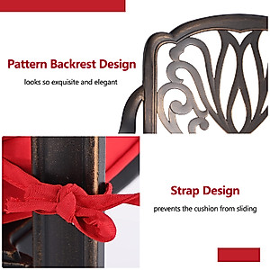 MAGIC UNION 2 Pieces Patio Dining Chairs, Outdoor Cast Aluminum Swivel Chairs with Armrest, Patio Bistro Rocking Chair Set of 2 for Garden, Backyard, Deck (2pc E- Swivel Chair) (red)