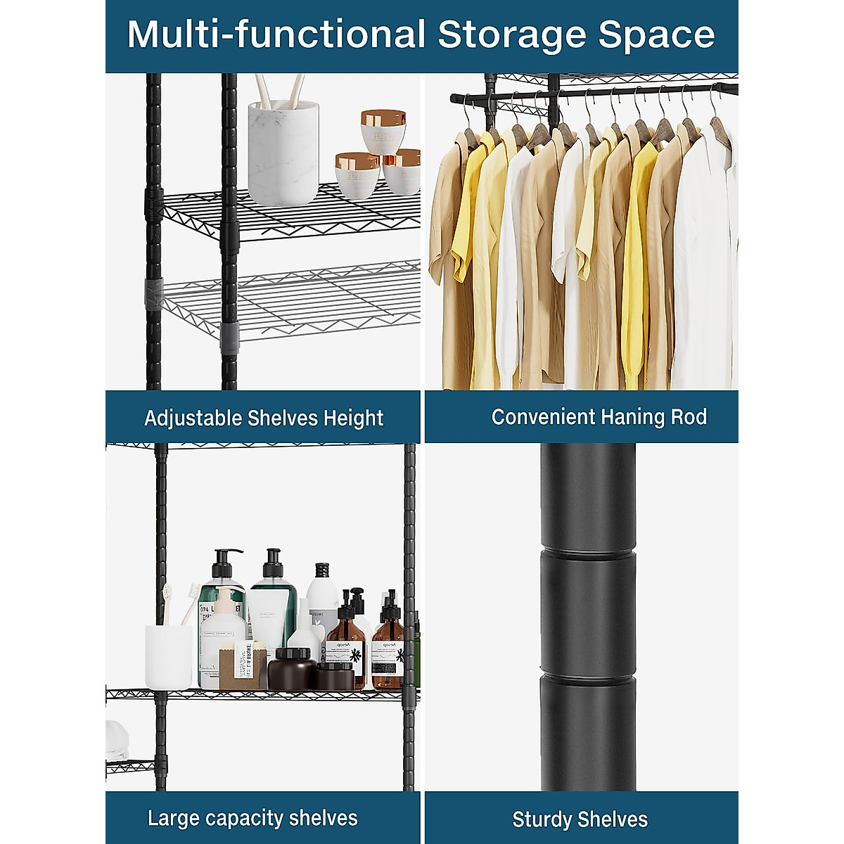 YORKING Clothes Drying Rack, Over The Washer and Dryer Storage Shelf with Adjustable Shelves, Space Saving Drying Rack for Laundry Room Easy Storage