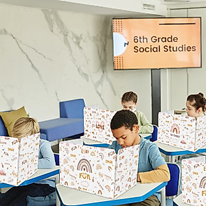 Perkoop 30pcs Plastic Privacy Desk Dividers for Students Rainbow Inspirational Boards Reduce Distractions Study Carrel Divider Folders Plastic Boards for Student Testing Classroom