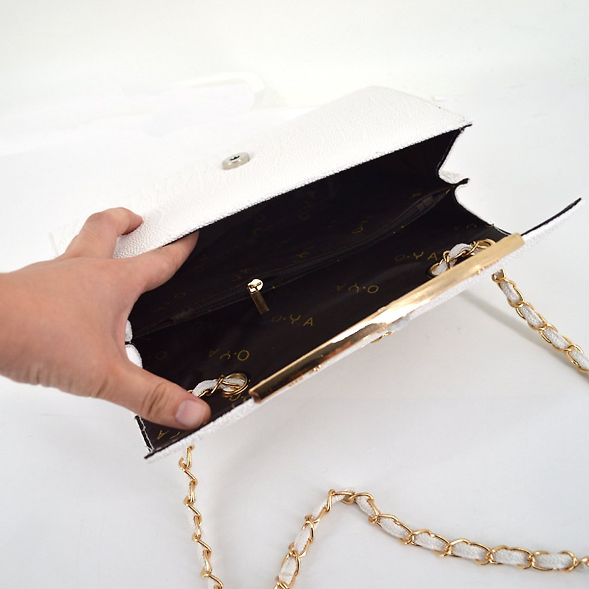 Sun Kea Women's Faux Leather Shoulder Bag Small Gold Chain Quilted Cross Body Handbag Clutch Vintage Evening Bag