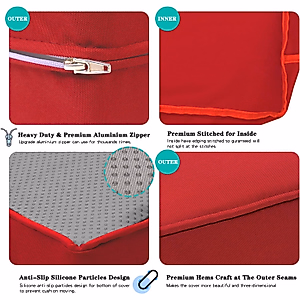 ClawsCover 7Pack Outdoor Seat and Back Cushions Replacement Covers Fit for 3/5 Pieces 4-Seater Wicker Rattan Patio Furniture Conversation Set Sectional Couch,Red-Small (Include Cover Only)