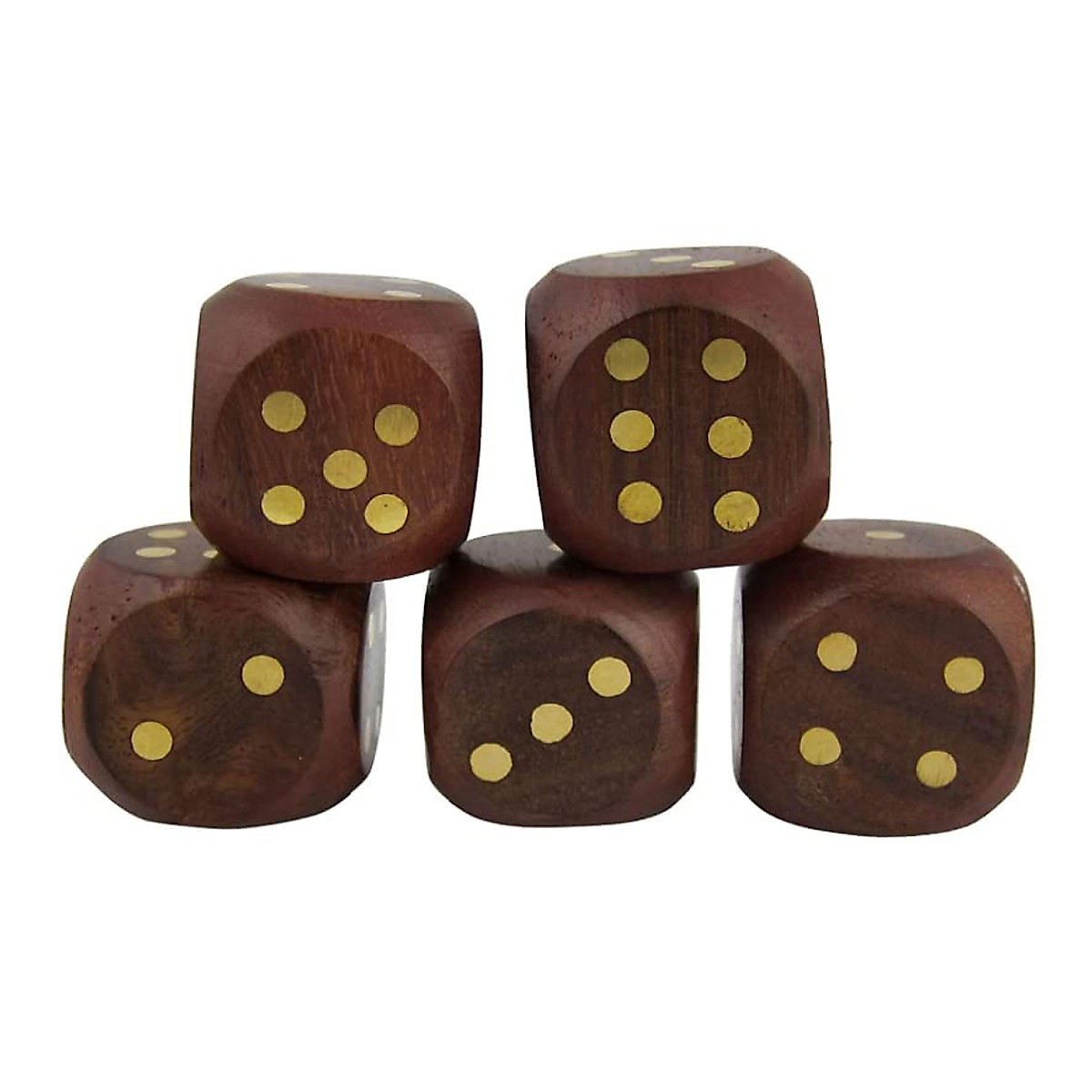 KAM Home Wooden Game Dice Box with Five Dice Gifts for Christmas