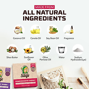 Natural Bar Soap for Women - Vegan Bath Soap Bars Gift Set - Handmade Cold Process Artisan Soap with Essential Oil, Aromatic All Moisturizing Wash Soaps, Fragrant Fruity Scent by Age of Sage (4 Pack)