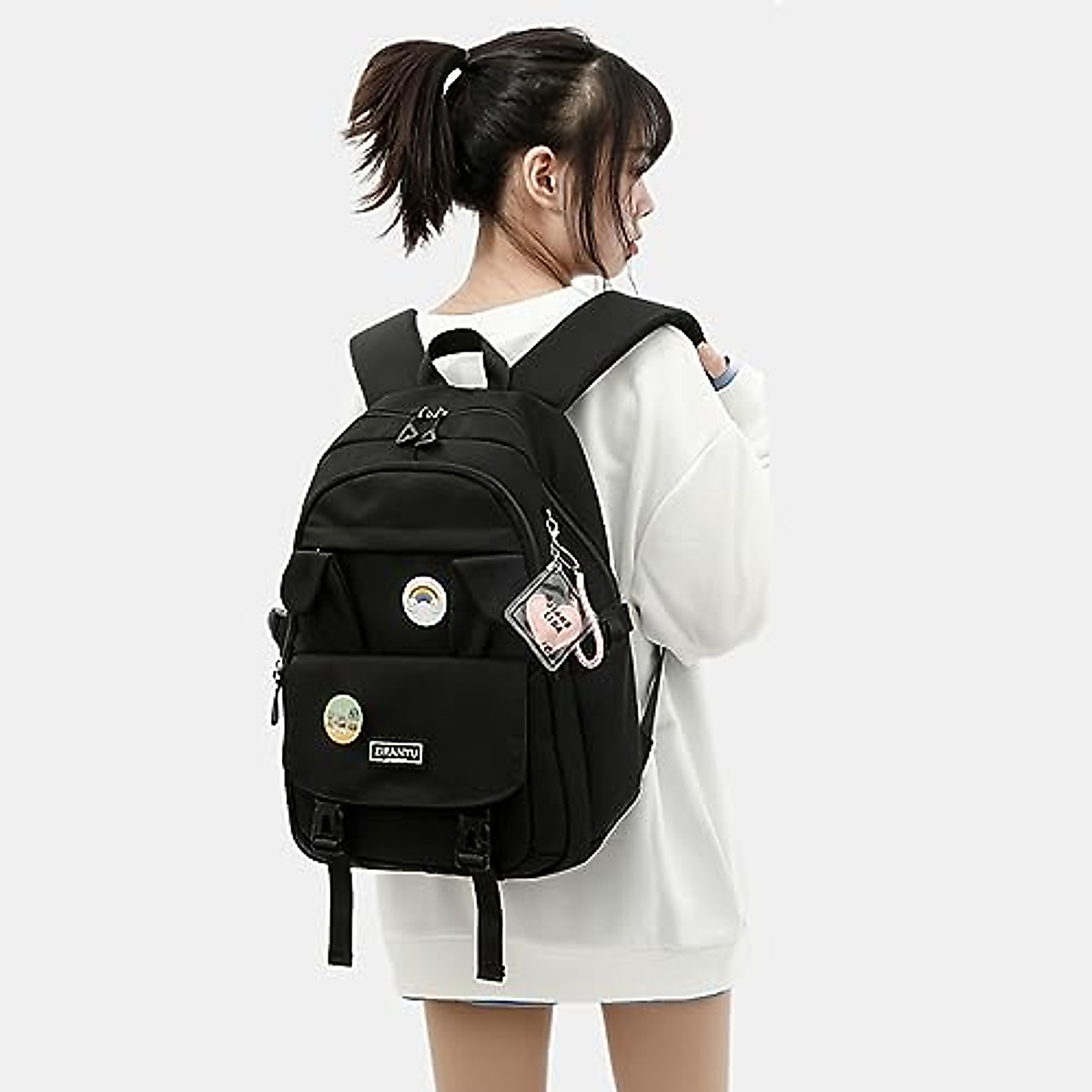Makukke School Backpack for Women, Laptop Backpack 15.6 Inch College School Bag Anti Theft Travel Daypack Bookbag for Girls,Black