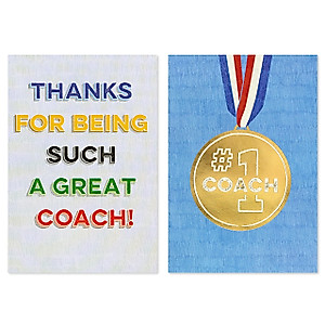American Greetings Thank You Cards with Envelopes For Coach, Number 1 Coach Medal (8-Count)