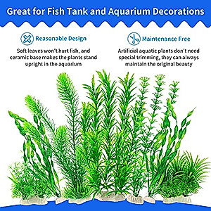 MyLifeUNIT Aquarium Plants, 20 Pack Artificial Fish Tank Plants for Aquarium Decorations (Green)