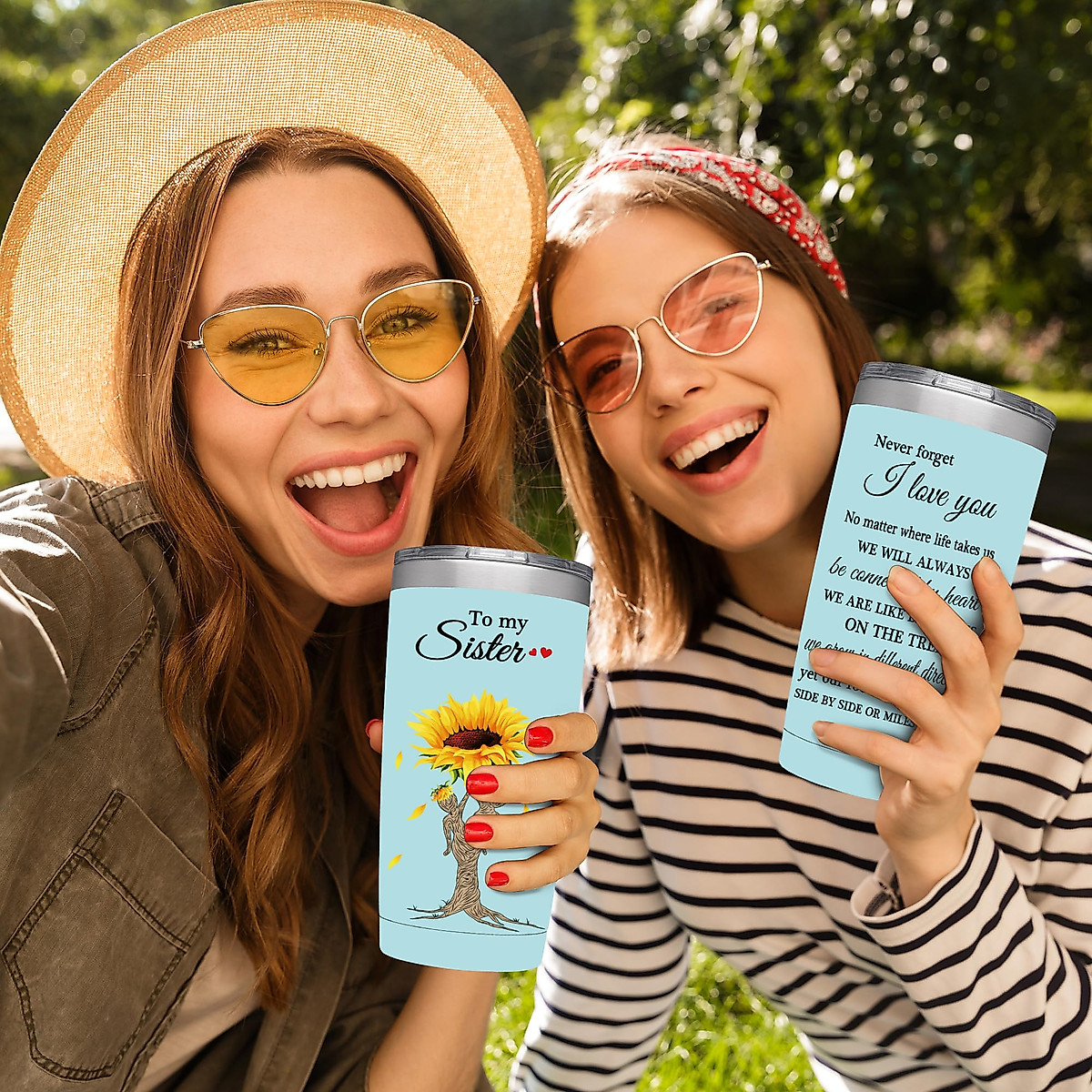 TkinTall Sister Birthday Gifts, Big Sister Gifts for Girls, Happy Birthday Gifts for Sister from Sister Tumbler 20oz, Sisters Birthday Graduation Gifts Ideas for Women, Best Sister Ever Gifts Cup