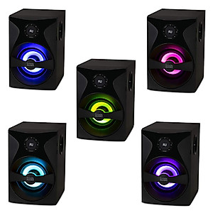 Acoustic Audio by Goldwood Bluetooth 2.1 Surround Sound System with LED Light Display, FM Tuner, USB/SD Card Inputs - Multimedia PC Speaker Set with Subwoofer, Includes Remote Control - AA2400 Black