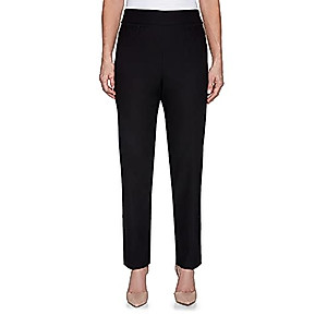 Alfred Dunner Petite Womens PetiteClassic Allure Fit Proportioned Pant with Elastic Comfort Waistband, Black, 8P