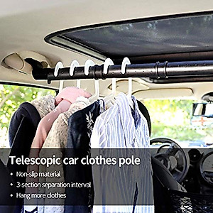 LITTLEMOLE Car Clothes Hanger Bar, Expandable Vehicle Clothing Rack Hanger Rod with Heavy Duty Metal and Rubber Grips, Great for Travel or Garment Cloths
