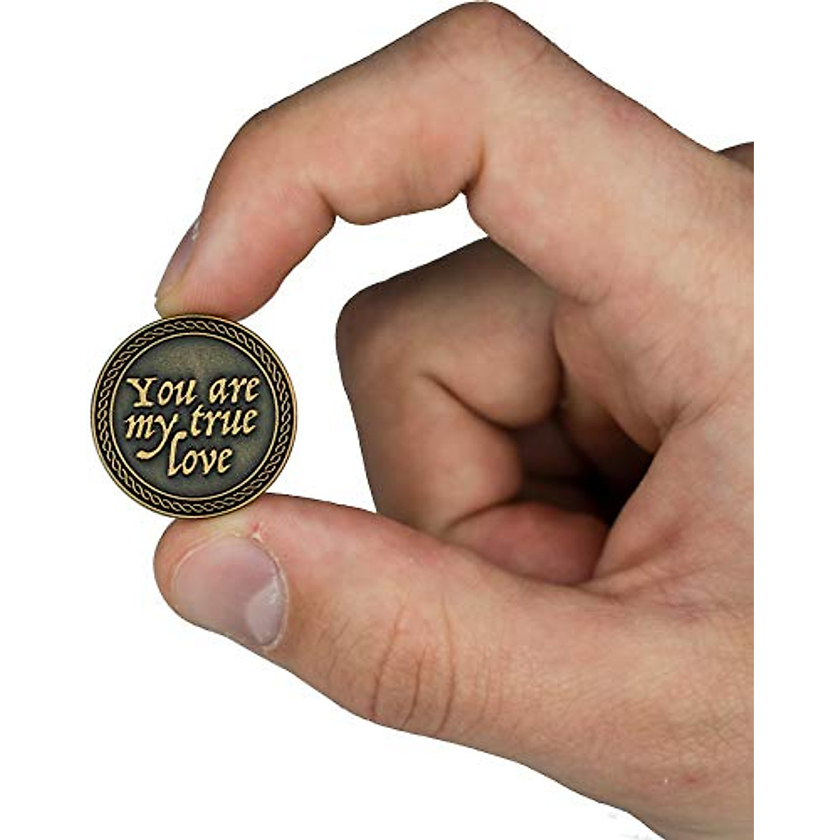 Romantic Love Expression Antique Gold Plated Pocket Coin for Date Night, You are My True Love, & The Best Thing That Ever Happened to Me, Love Gift for Men & Women, from Him or Her