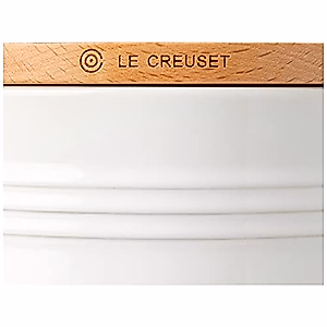 Le Creuset Stoneware Canister with Wood Lid, 23 oz. (5.5" diameter), White