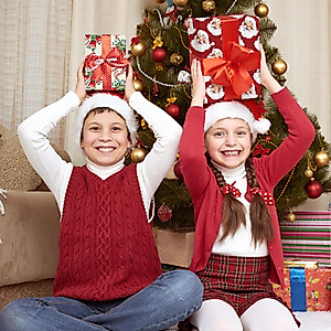 JarThenaAMCS 12 Sheet Christmas Wrapping Paper -Not Roll- Red Santa Snowman Gift Wrap Paper Folded Flat Seasonal Art Paper for Winter Xmas Birthday Baby Shower DIY Crafts, 19.7 x 27.6 Inch