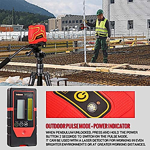 SNAN 98 Feet Laser Level Self-Leveling Horizontal and Vertical Cross-Line Laser, Three Modules with 2 Laser Heads, Pulse Mode, Magnetic Support and Carrying Pouch, 360° Rotating, IP54