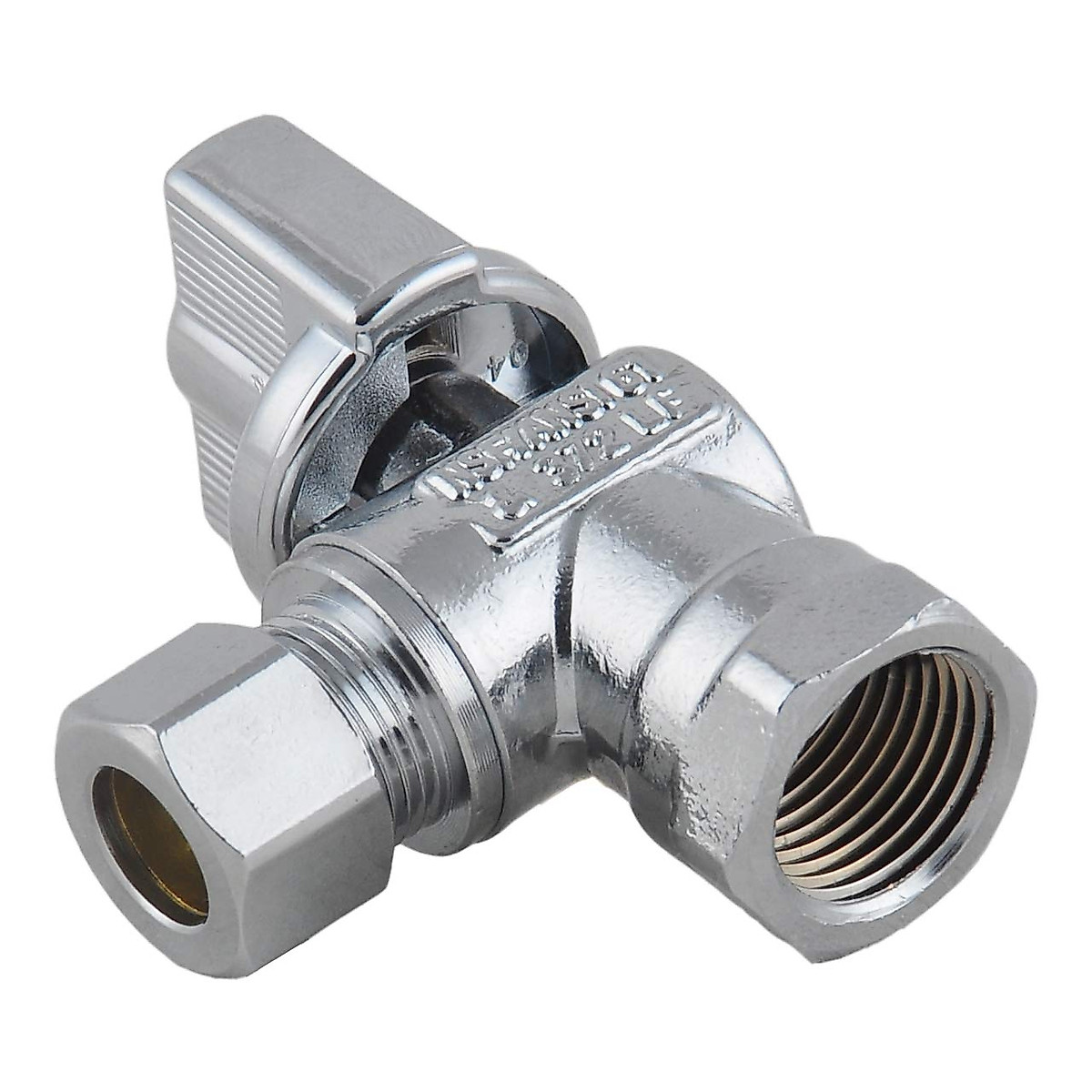 LD Valve- 1/4 Turn Angle Stop Valve 3/8-in FIP Iron Pipe x 3/8-in OD Compression,Quarter Turn LF Chrome Plated Brass Water Shut Off Angle Valve for Faucet or Toilet Installation(2-Pack)