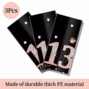 3 Pack 13th Birthday Tablecloth Decorations for Girls，Rose Gold Happy 13 Birthday Table Cover Party Supplies, 13 Years Old Birthday Plastic Disposable Rectangular Table Cloth Decor