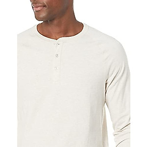Amazon Essentials Men's Slim-Fit Long-Sleeve Henley Shirt, Oatmeal Heather, Medium