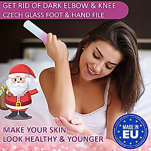 Czech Glass Nail File with Case - Glass Foot File Hand Callus Remover - Nice Gift Women - Crystal Nail Files For Natural Nails Glass Fingernail - Toenail Finger Board Sleeve Emery Boards 2 Files Set