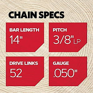 Oregon S52 AdvanceCut Chainsaw Chain for 14-Inch Bar – 52 Drive Links, Replacement Low-Kickback Chainsaw Blade & Universal Chainsaw Field Sharpening Kit - Includes 5/32-Inch, 3/16-Inch
