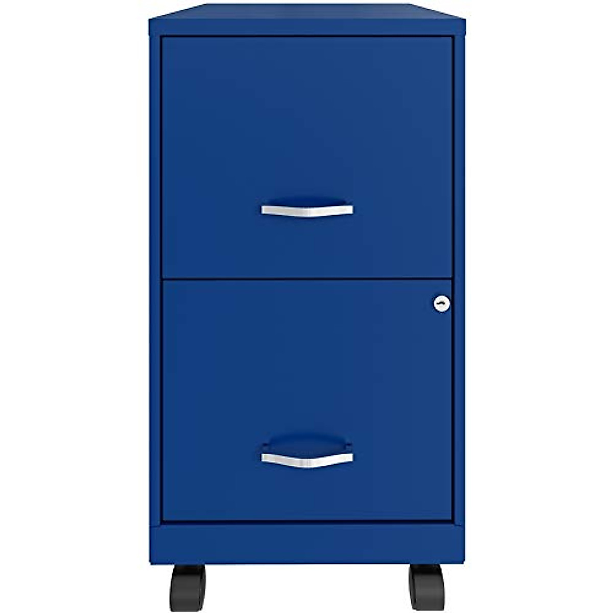 Pemberly Row 18" 2-Drawer Metal Mobile Smart Vertical File Cabinet in Blue