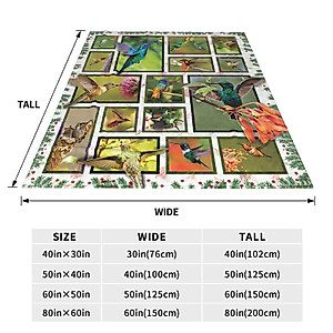 Hummingbird Blanket Bird Throw Blanket Soft Fleece Flannel Bedding Hummingbirds Gifts for Men Boys Women Girls Lovers Adults Stuff Plush for Couch Sofa Bed Room Decorl 40"X50"