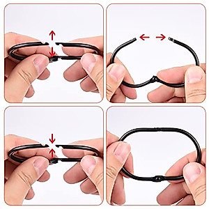 Shower Curtain Rings,24 Pcs Rustproof Metal Shower Hooks for Shower Curtain,Glide Smoothly Oval Shower Rings for Curtain,Shower Curtain Rings for Bathroom Shower Rod,Snap Joint Design (Black)