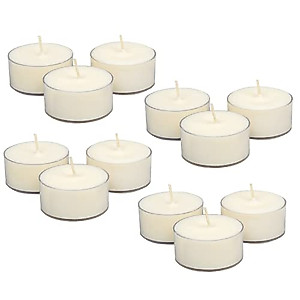Soy Tealight Candles - 12 Unscented - All Natural Color - Clear Cup Candles with 6 to 8 Hour Burn Time