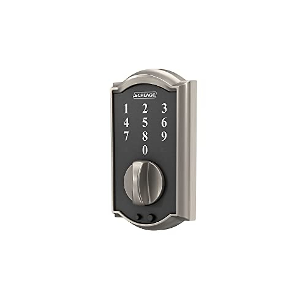 Schlage BE375 CAM 619 Touch Camelot Deadbolt, Electronic Keyless Entry Lock, Satin Nickel